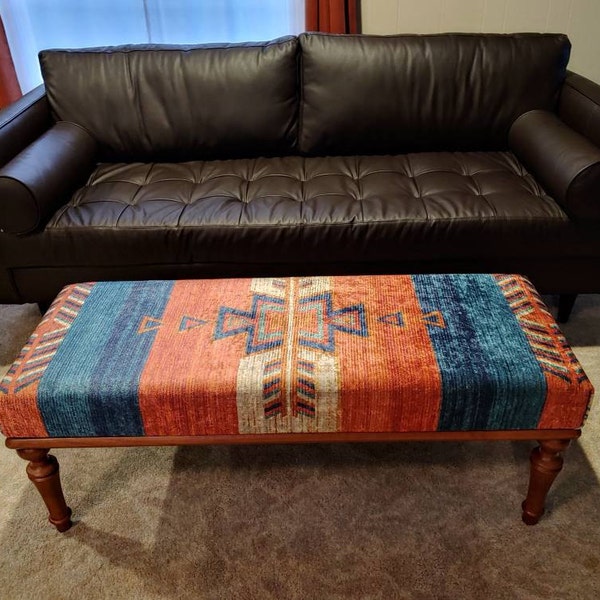 Footstool Bench, Aztec Bench, Farmhouse Decor, Entry Bench, Ottoman ...