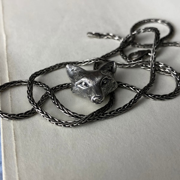 Fox Necklace Pendant Fox Charm Woodland Snow Fox on 20" Inchm Metal ...