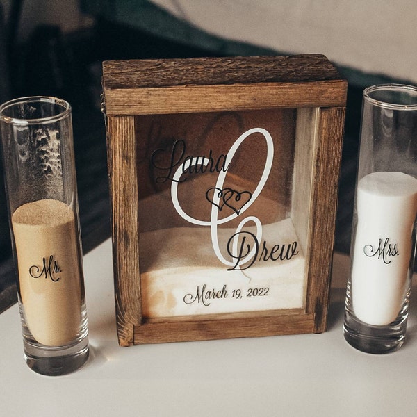 Rustic Barnwood Unity Sand Shadow Box Set, Wedding Unity Candle ...