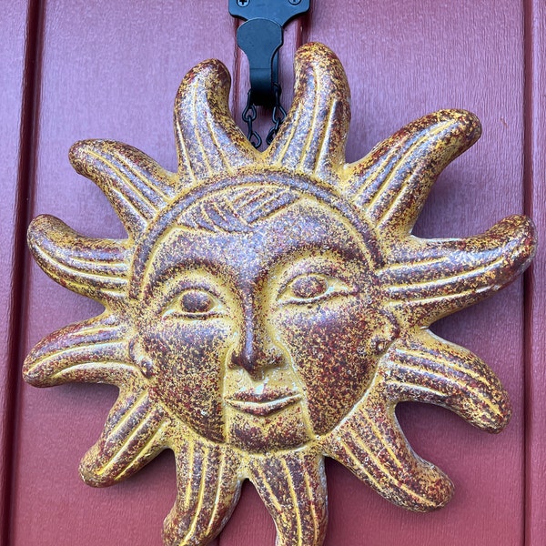Clay Sun-12 Inch-hand Painted-garden-handmade-garden Decor-wall-patio ...