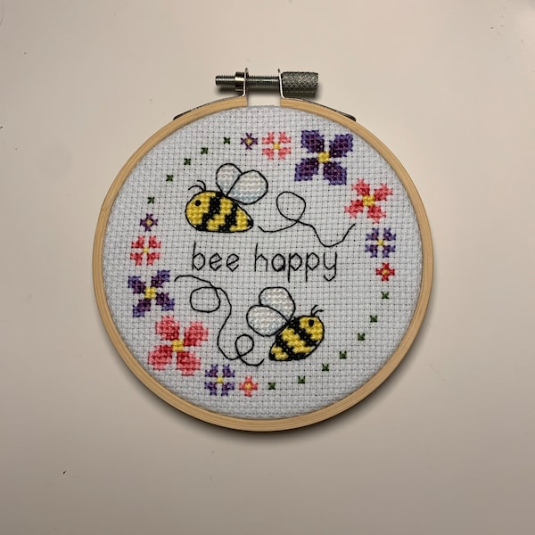 Cute Bee Happy Cross Stitch Pattern Easy Mini Cross Stitch PDF Pattern ...