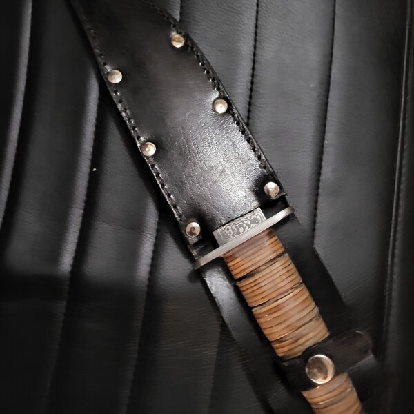 Handmade Damascus Kabar Bowie Knife With Leather Sheath | Hunting Knife ...