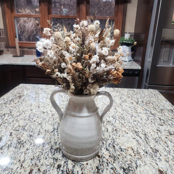 Wildflower Dried Flower Arrangement, Mauve Pink Tea Tree Whimsical ...