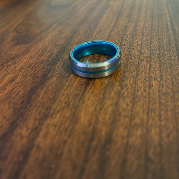 Men's Wedding Ring, Silver Tungsten Wood Ring Lined With Rosewood, Mens ...