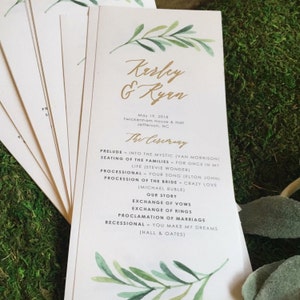 Greenery Wedding Programs Template Printable Wedding Program | Etsy