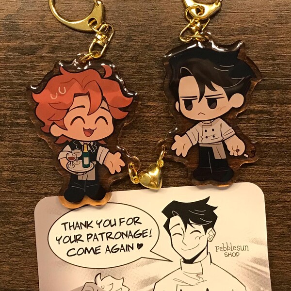 Rody and Vincent Heart Magnet Keychain Set Dead Plate 6.5 Cm Double ...