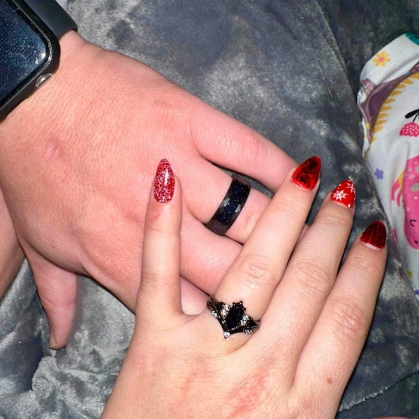 Rift Nebula His Her Wedding Ring Set, Starry Night, Personalized, Black ...