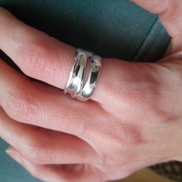 Parallel Bar Ring, Parallel Ring, Long Silver Bar Ring, Sterling Silver ...