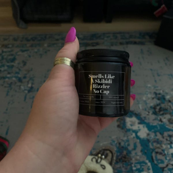 Smells Like a Skibidi Rizzler Candle, Teen Slang Gift, Gen Alpha Candle ...