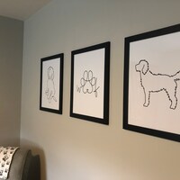 Goldendoodle Drawing Print. Printable Black and White Modern Golden ...