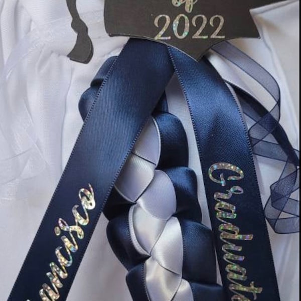 Personalized Graduation Double Satin Lei With Satin Plumeria Flower - Etsy