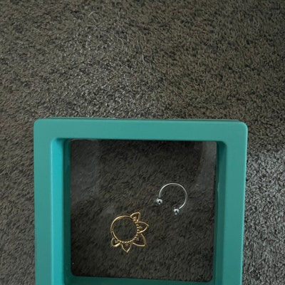 14G F136 Titanium Blue CZ Fat Floating Belly Ring Internally Threading ...