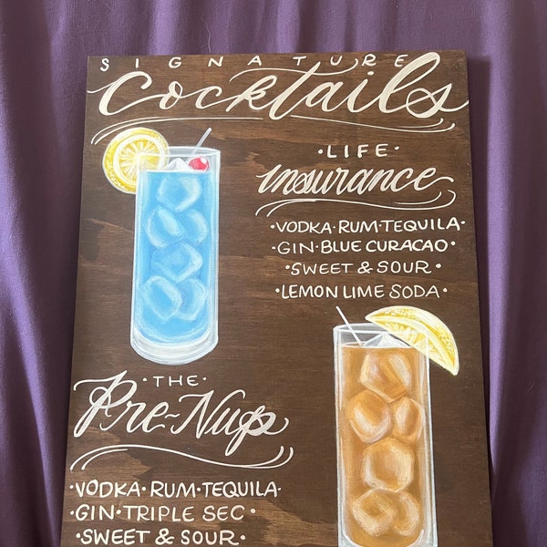 Custom Wedding Signature Drink Sign, Signature Cocktail Sign ...
