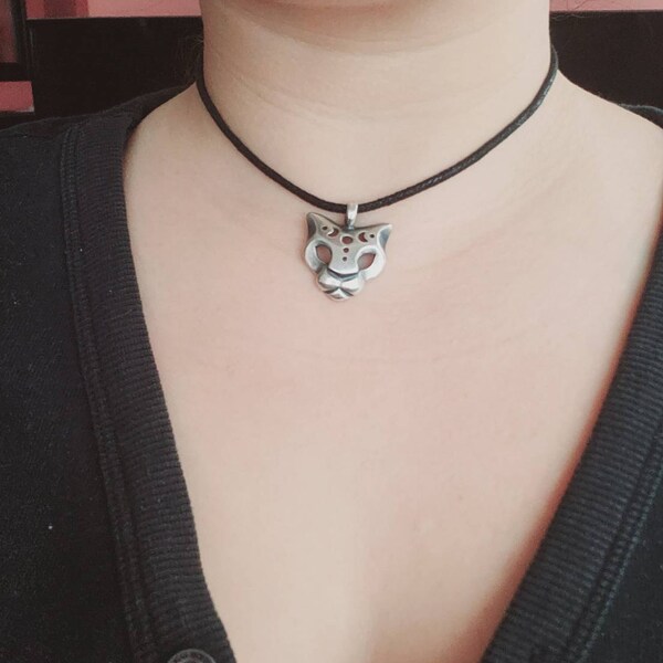 Cat With Moon Phases Pendant Sterling Silver / Lunar Cat Necklace ...