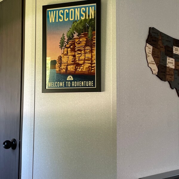 Retro Style Travel Poster, Wisconsin Vintage Rustic Poster Print, Home ...