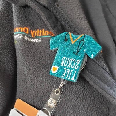 Scrub Top Badge Reel Scrub Life Glitter Nurse Doctor Doc RN Medical ...
