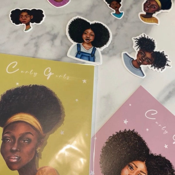 Waterproof Vinyl Sticker Set~curly Girls~woc~afro Hair Art~black Girl ...