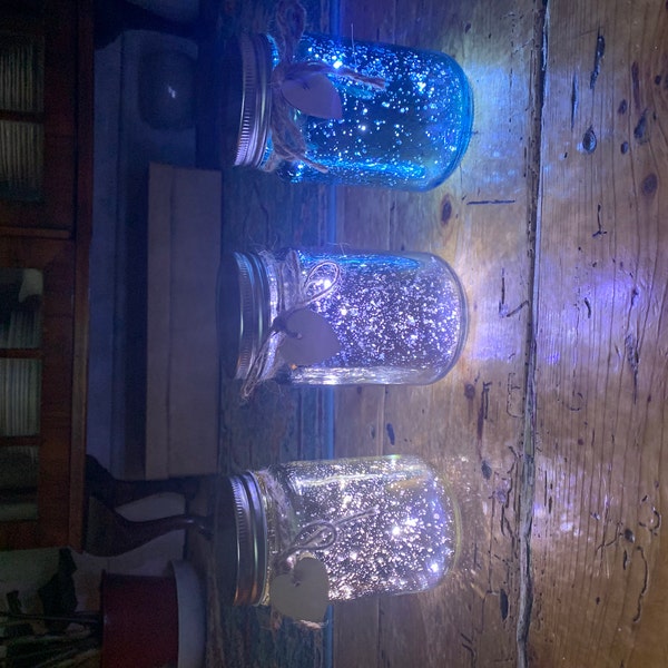 Light up Jar -hand Painted Glass - Night Light-sparkle Light- Firefly ...