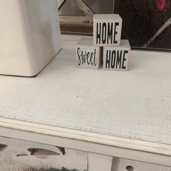 Small Wood Sign, Set of 3 Blocks, 1.5", Mantle Decor, Shelf Sitter ...