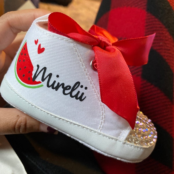 One in a Melon First Birthday, Baby Girl Booties,sweet One Shoes,one in ...