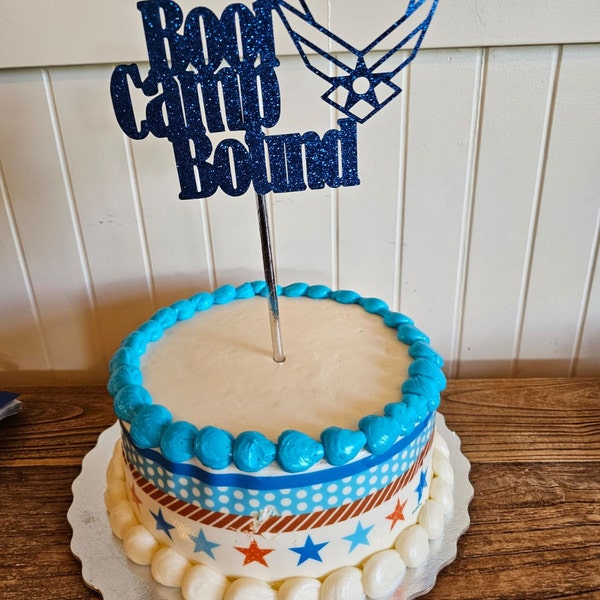 Air Force Bootcamp Cake Topper, Glitter Enlistment Party Decor NO SHED ...