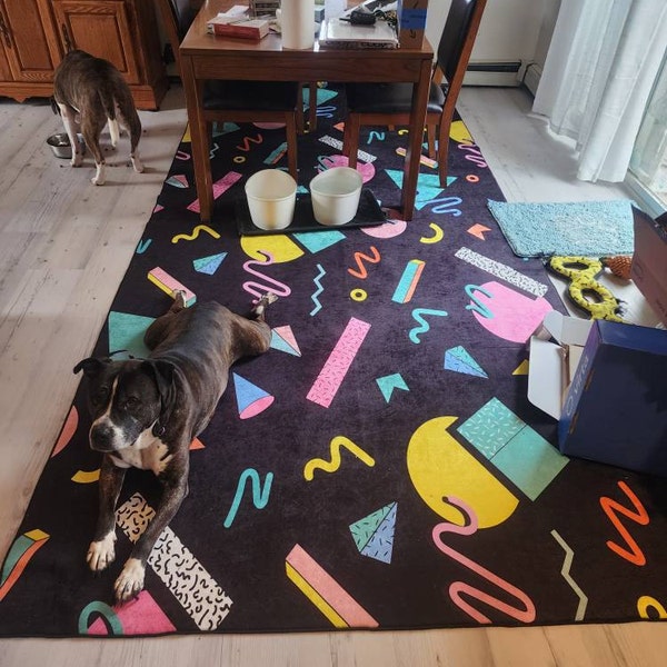 Retro Arcade Carpet, Colorful Trippy Area Rug, 80s 90s Accent Floor Mat ...