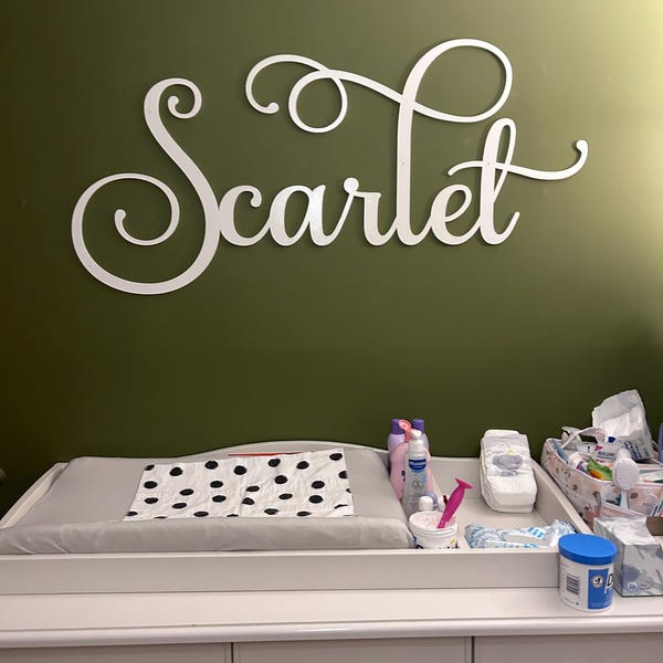 Girly Swirly Calligraphy Laser Cut Name Sign for Above a Bed or Crib - Etsy