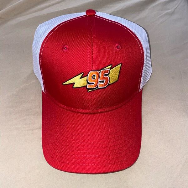Cars Lightning Mcqueen 95 Trucker Cap | Embroidered Logo Hat With ...