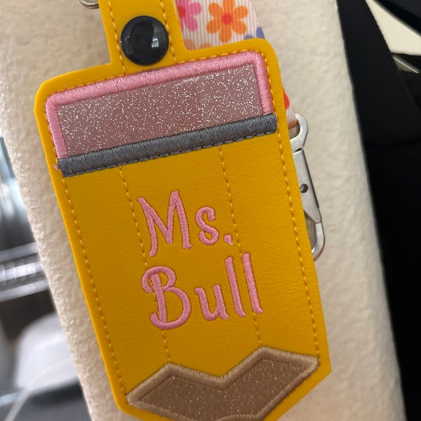 Personalized Crayon ID Badge Holder - Pencil Employee ID Holder ...