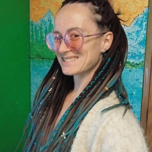 Handmade Wool Dreadlocks, Brown and Blue With Beads (lightweight, Soft ...