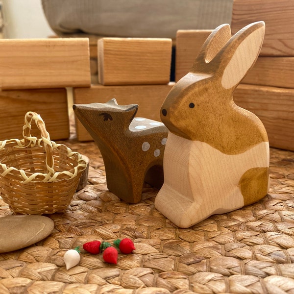 Bunny Figurine - Rabbit Wood - Wood Rabbit - Eco Toys - Handmade ...