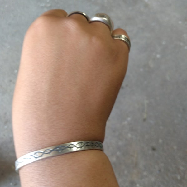 Vintage Cuff, Unique Cuff, File Work Cuff, Mens Cuff, Menly Cuff, Vine Pattern Cuff, Rustic Cuff ...