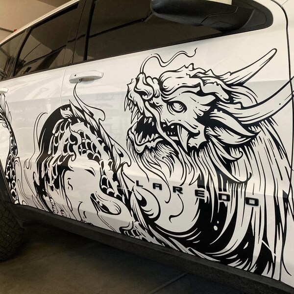 Large Japanese Dragon Car Side Decal - Vinyl Graphic Dragon Sticker for ...