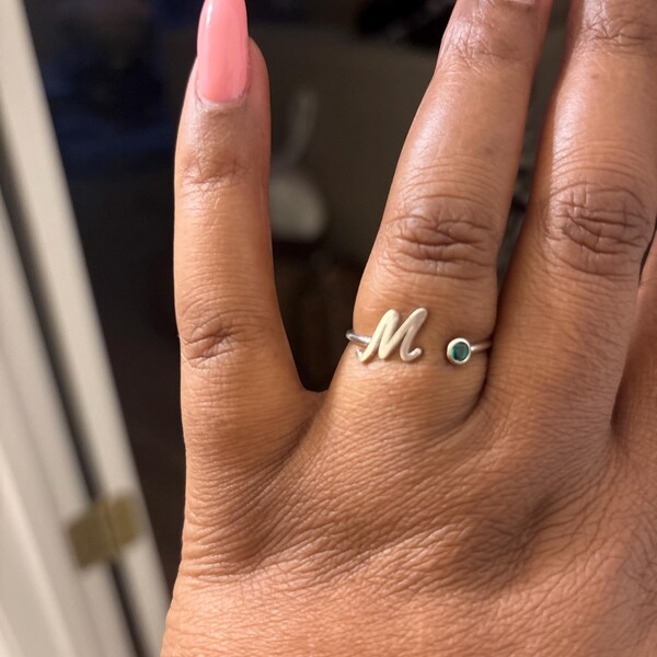 Personalized Initial Birthstone Ring • Custom Gold Initial Ring ...