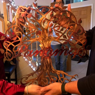 Metal Family Tree With Name Family Tree. Hanging Metal Wall - Etsy