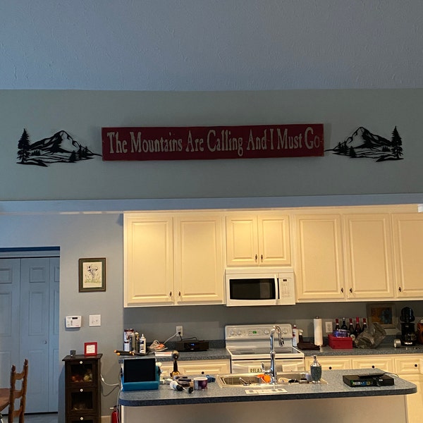 Mountain Wall Art, Metal Mountain Sign, Mountain Art, Mountain Range ...