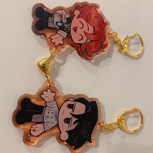 Rody and Vincent Heart Magnet Keychain Set | Dead Plate 6.5 Cm Double ...