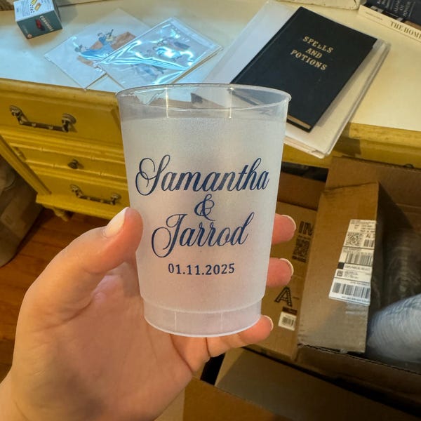 Personalized Wedding Cups - Frost Flex Cups, Interlocking Monogram Cups ...
