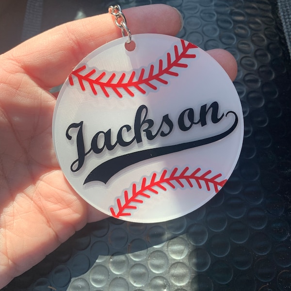 Personalized Baseball Bag Tag: Acrylic Team Player Keychain - Etsy