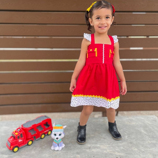 Girl's Fireman Rescue Dog Dress , Girl's Fire Rescue Dress , Girl's ...