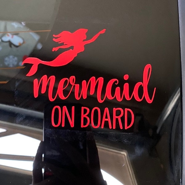 Baby Mermaid on Board Car Window Sticker, Car Window Sticker, Mermaid ...