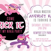 Ninja Invitation Girl Ninja Invitation Pink Ninja Ninja Girl Birthday ...