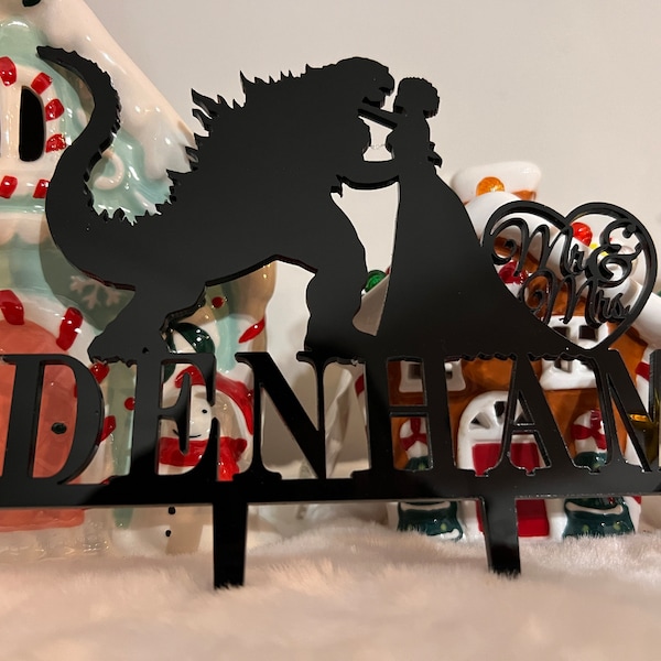 Custom Monster Wedding Cake Topper, Bride and Godzilla Cake Topper, Mr ...