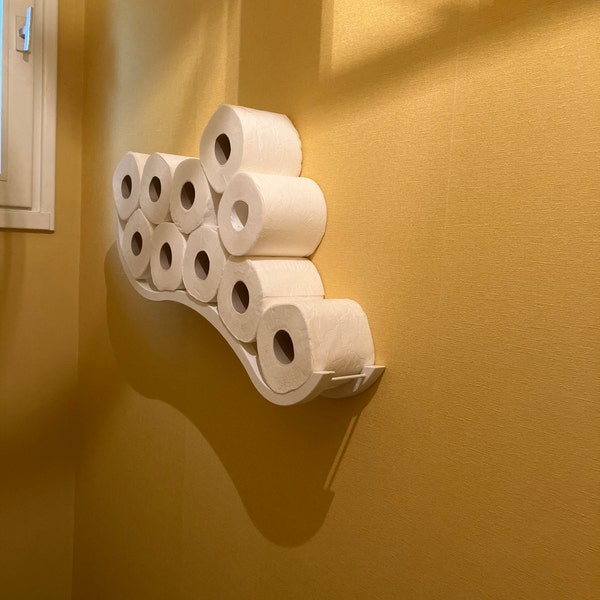 Wall Mount Toilet Paper Holder, Wood TP Floating Storage Shelf for ...