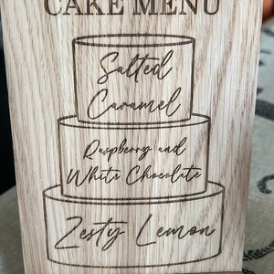 Cake Menu, Cake Flavour Wedding Sign Personalised Cake Menu, Cake ...