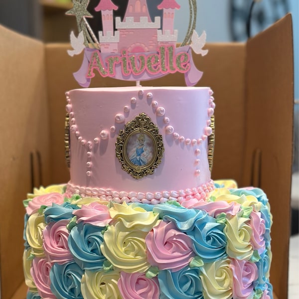 Princess Castle Cake Topper | Personalized Birthday Party Decor | Pink ...