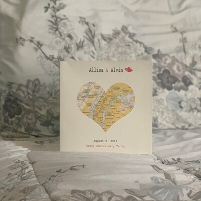 Special Location Map Card Personalised Anniversary Card - Etsy UK