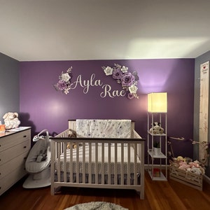Light Purple Paper Flower Set, Nursery Paper Flower Wall Decor, Baby ...