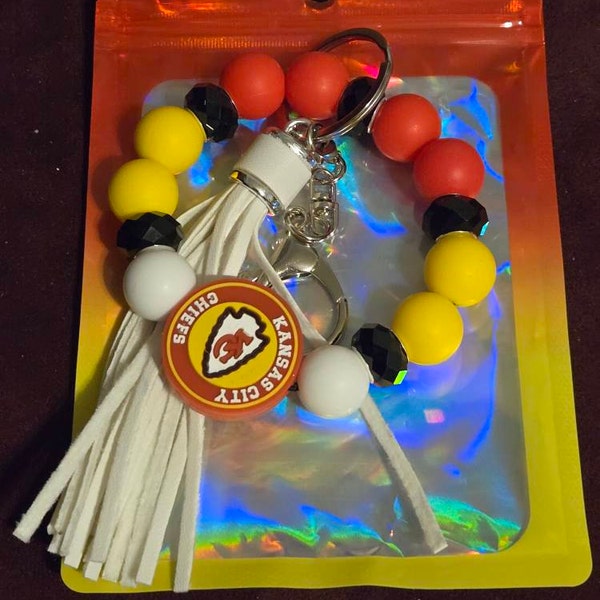Kansas City Chiefs Bracelet Keychain Handmade With Elastic Stretch ...