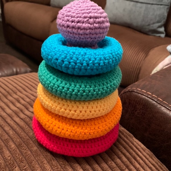 Crochet Baby Toys Montessori Rainbow Stacking Rings Pattern Christmas ...